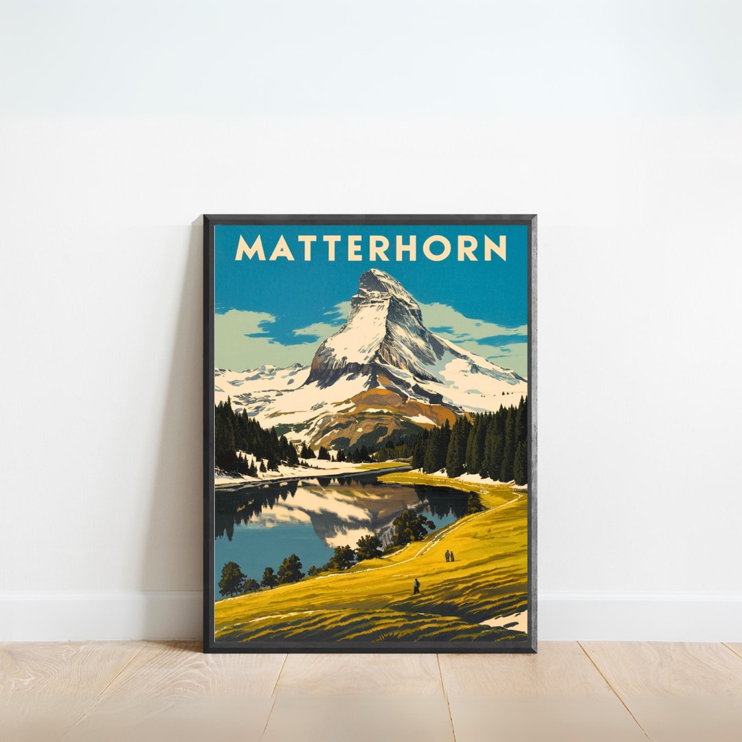 Matterhorn Vintage Travel Poster - Matterhorn Print, Swiss Alps Wall ...