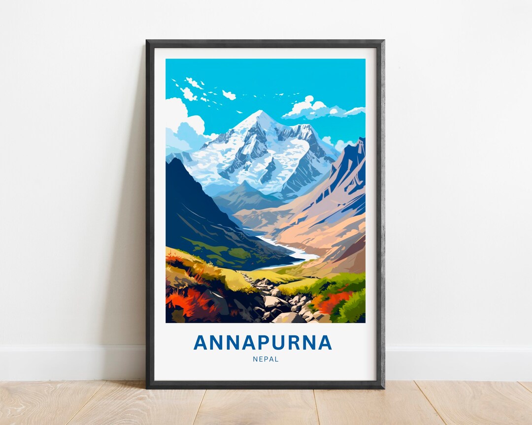 Annapurna Travel Print - Annapurna Poster, Nepal Wall Art, Framed ...