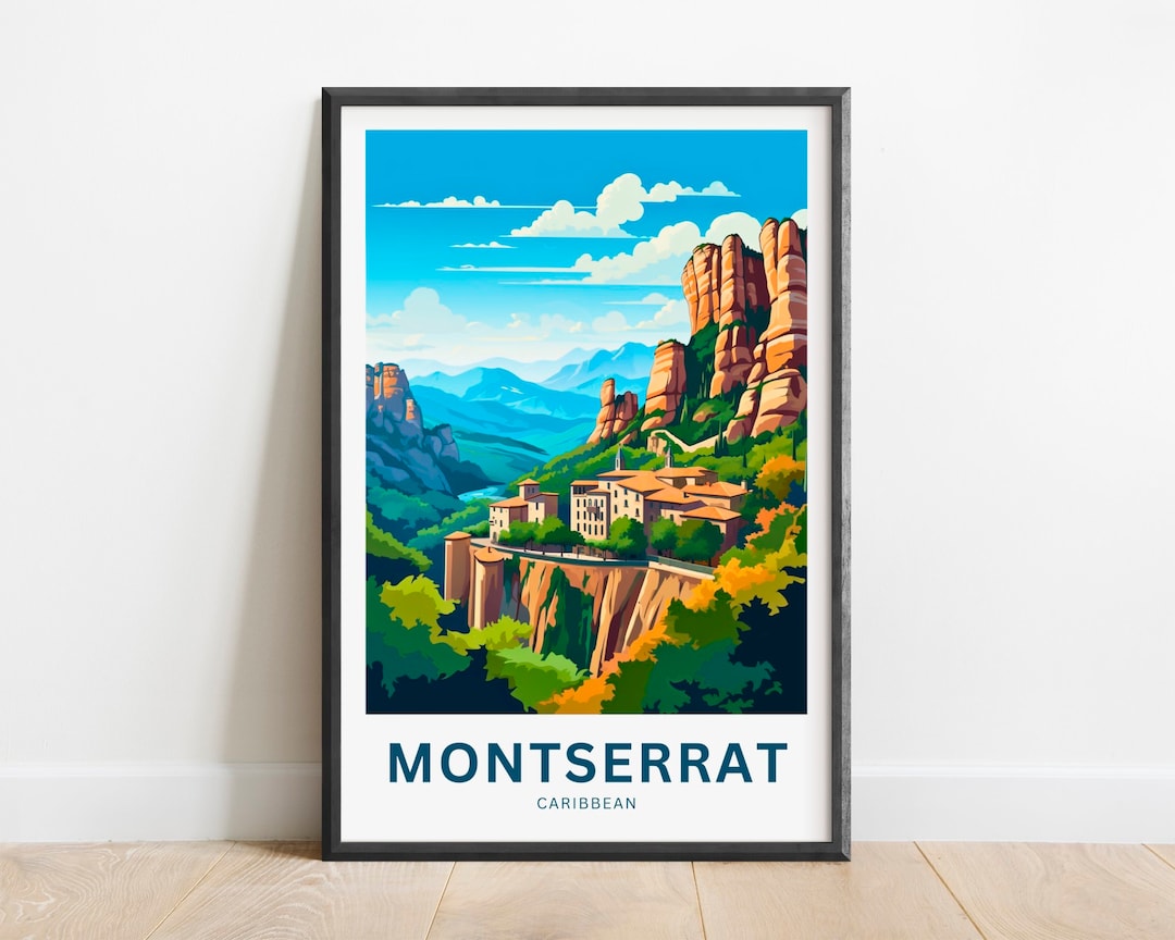 Montserrat Travel Print - Montserrat Poster, Caribbean Wall Art, Framed ...