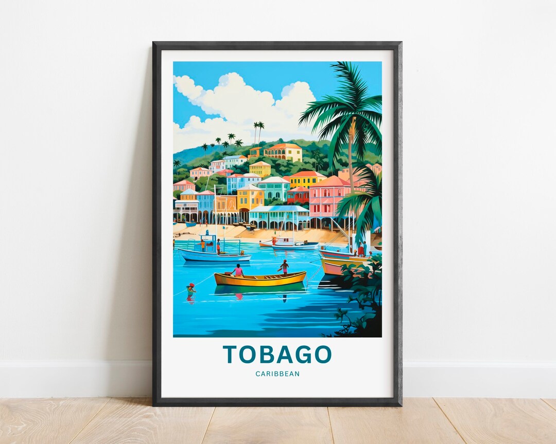 Tobago Travel Print - Tobago Island Poster, Caribbean Wall Art, Framed ...