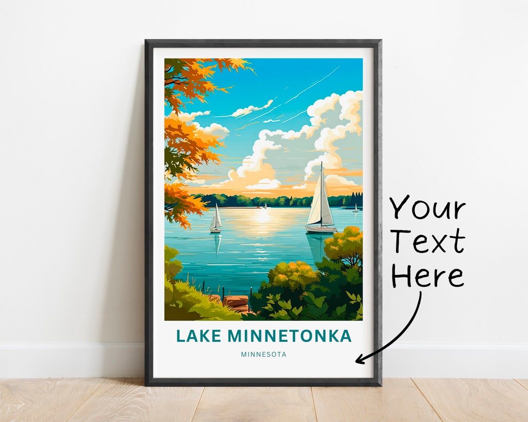 Lake Minnetonka Print: Minnesota Travel Poster, Personalized Wall Art ...