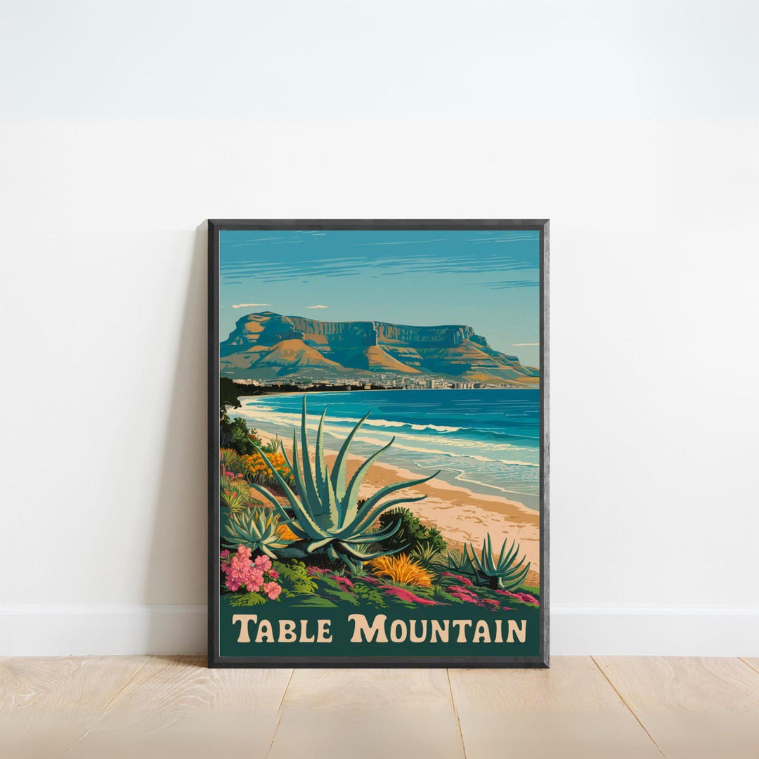 Table Mountain Vintage Travel Poster - Table Mountain Print, South ...