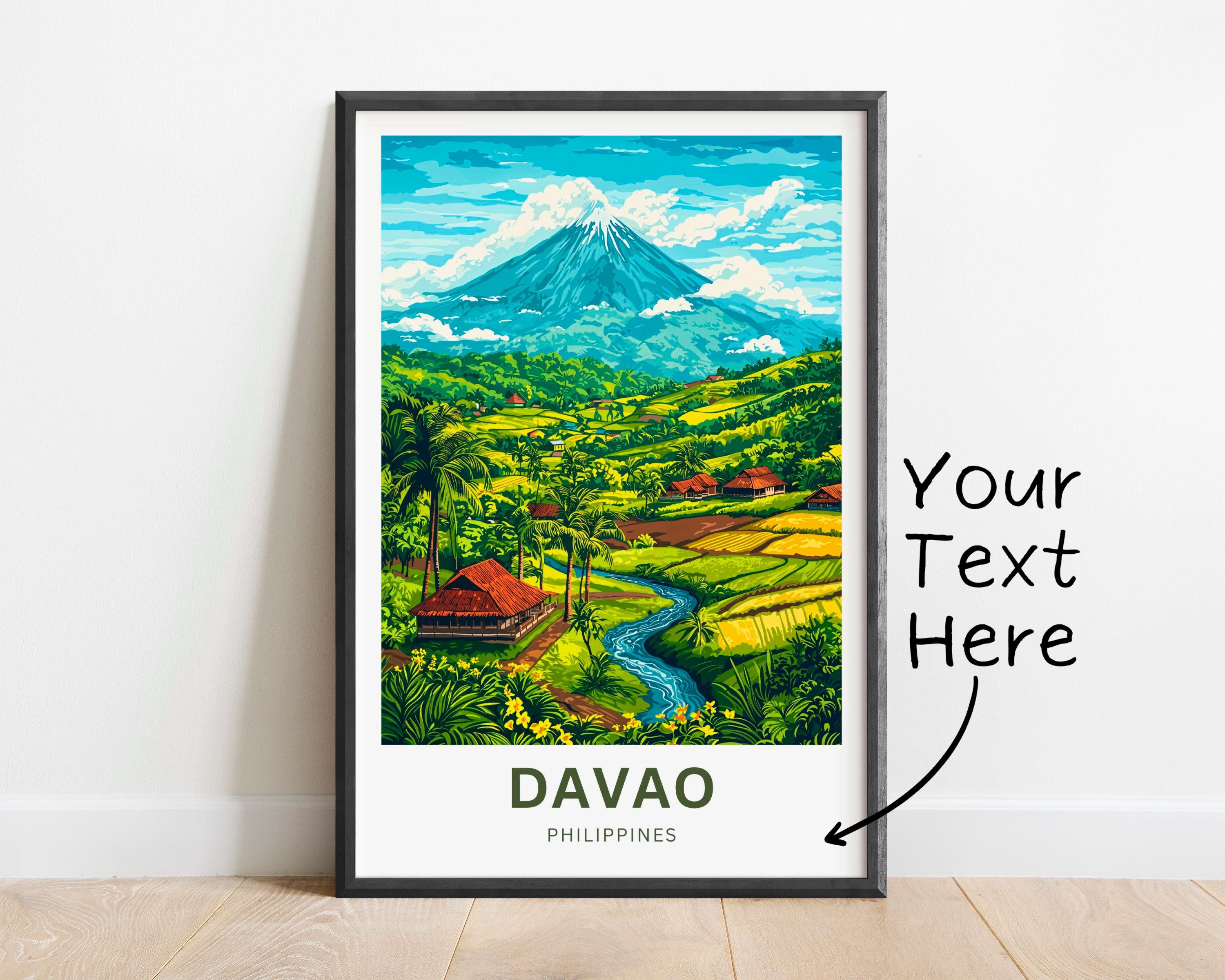 Davao Travel Print - Davao Poster, Philippines Wall Art, Framed Present ...