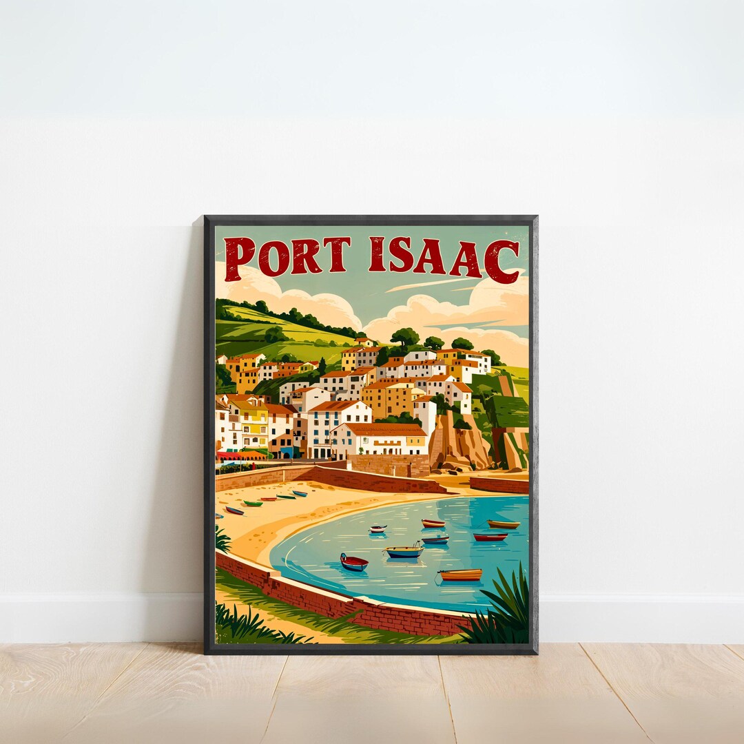 Port Isaac Vintage Travel Poster - Port Isaac Print, Cornwall, England ...