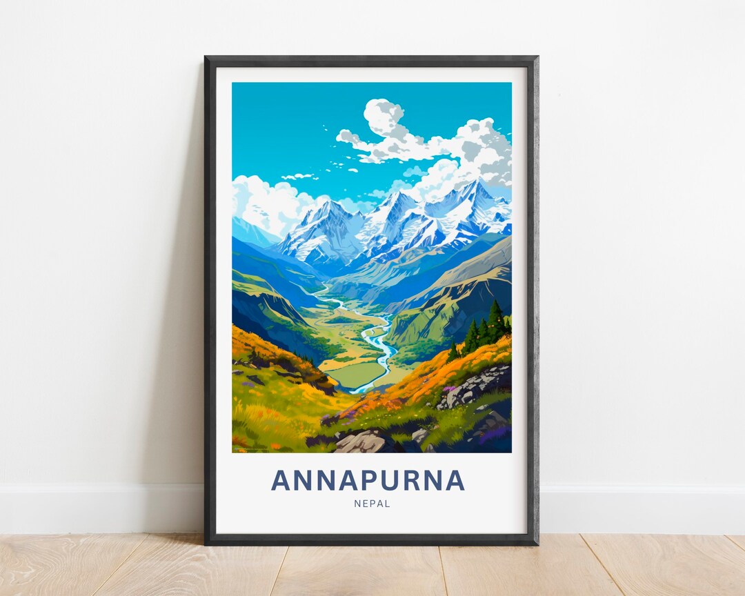 Annapurna Travel Print - Annapurna Poster, Nepal Wall Art, Framed ...