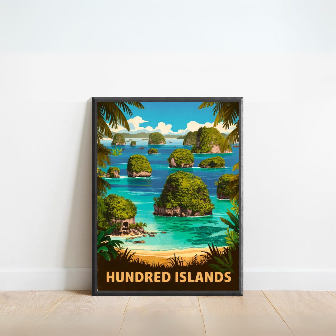 Hundred Islands Vintage Travel Poster - Hundred Islands Print ...