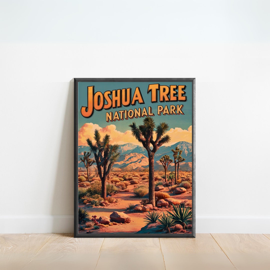Joshua Tree Vintage Travel Poster - Joshua Tree Print, California Wall ...