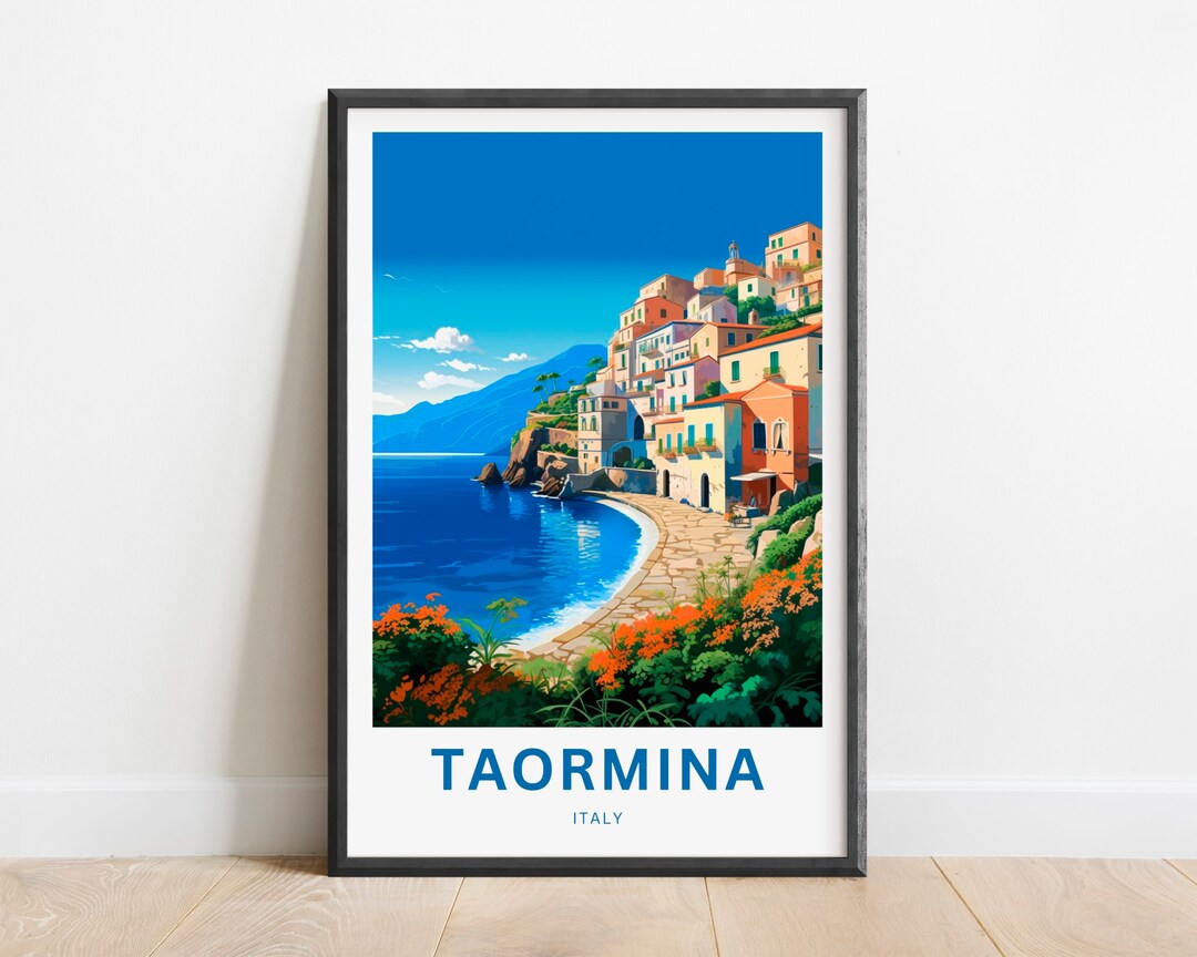 Taormina Travel Print - Taormina Poster, Italy Wall Art, Framed Present ...