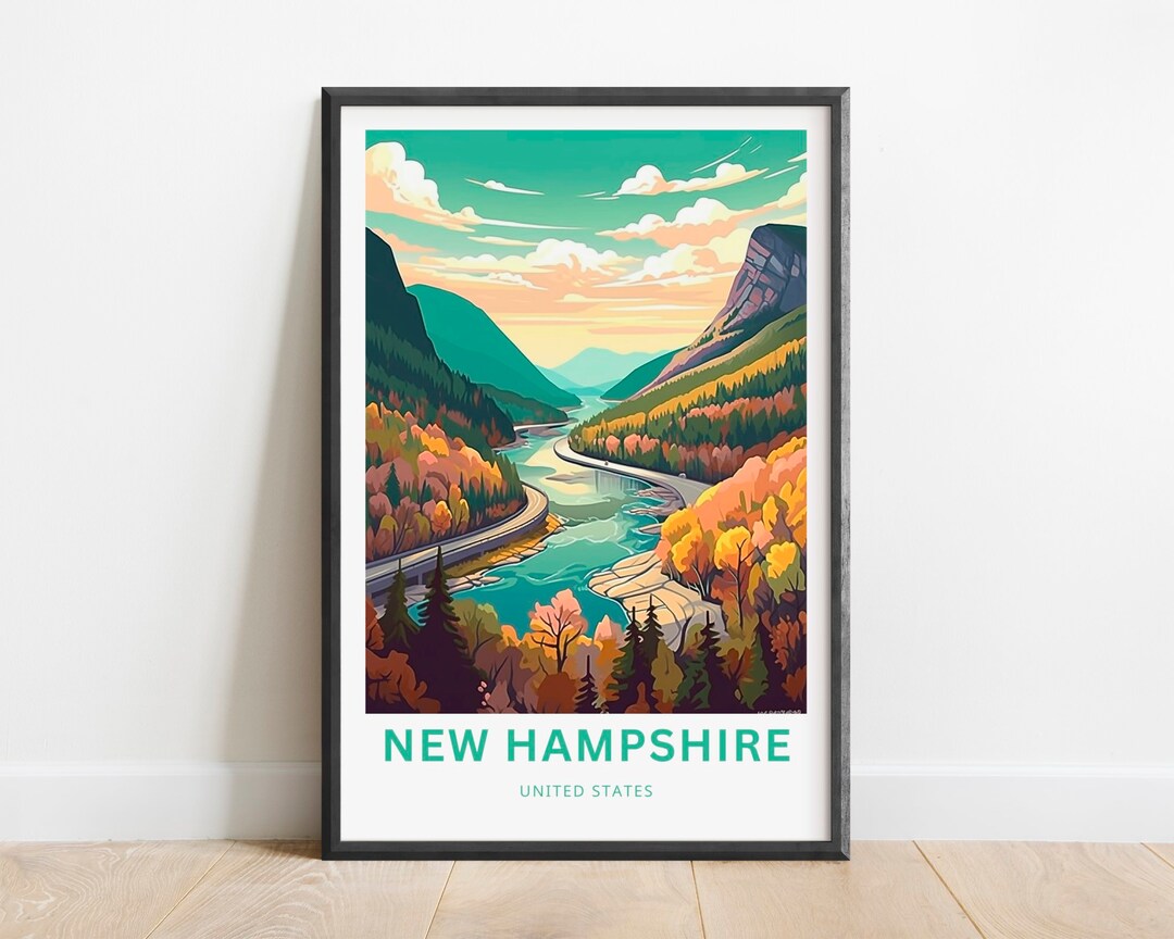 New Hampshire Travel Poster: Lakes Region Wall Art (digital File) - Etsy