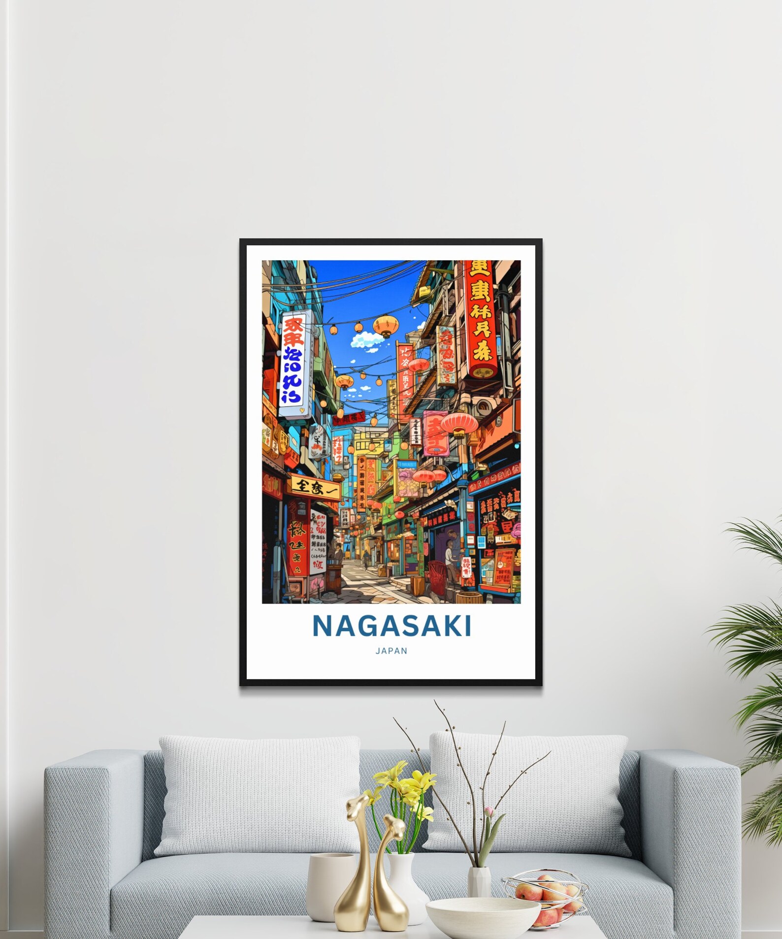 Nagasaki Travel Print - Nagasaki Poster, Japan Wall Art, Framed Present ...
