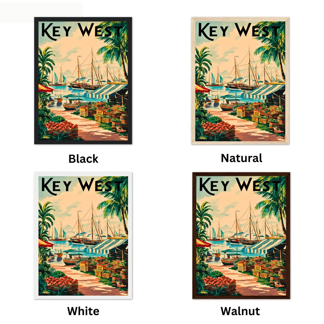 Key West Vintage Travel Poster, Key West Print, Florida Wall Art ...