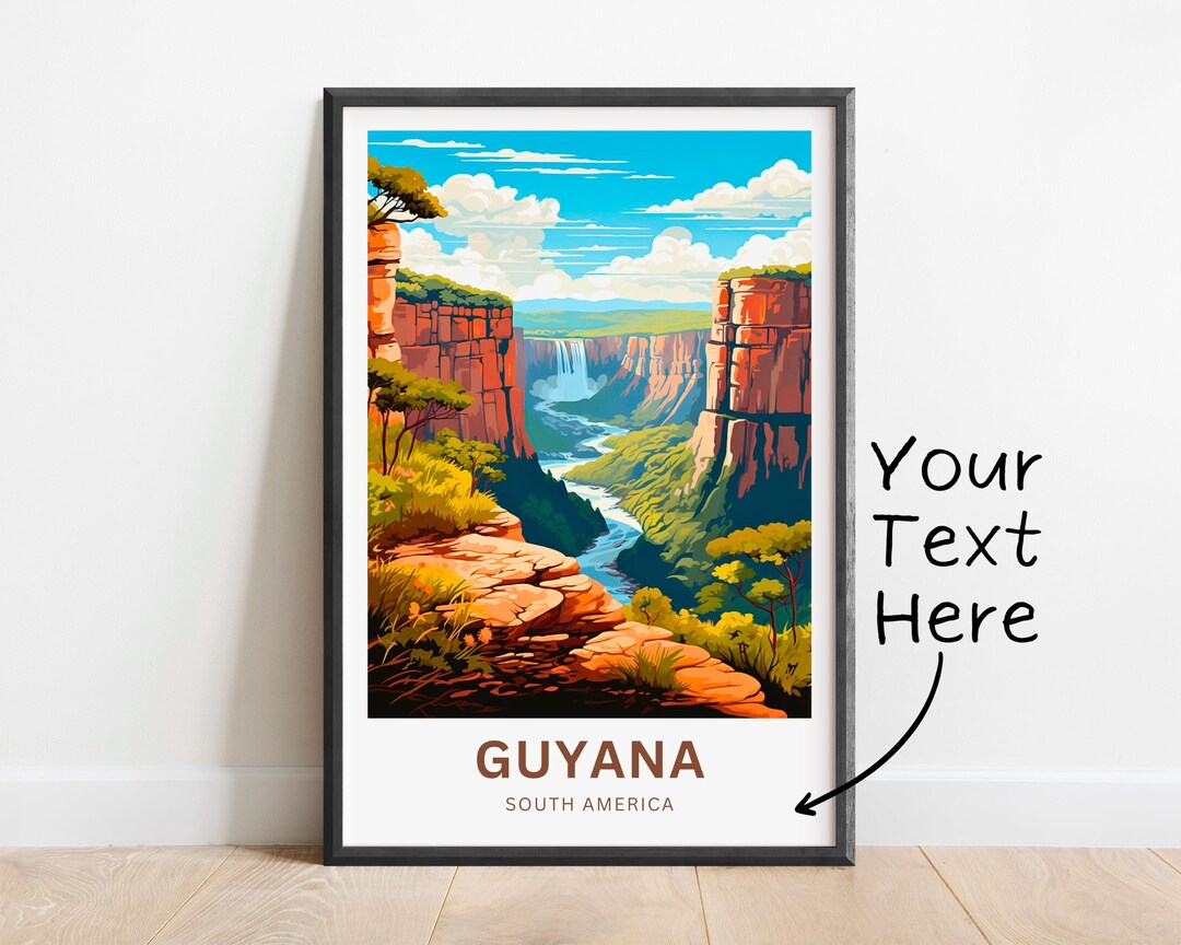 Personalized Guyana Print Guyana Poster, South America Wall Art, Framed ...