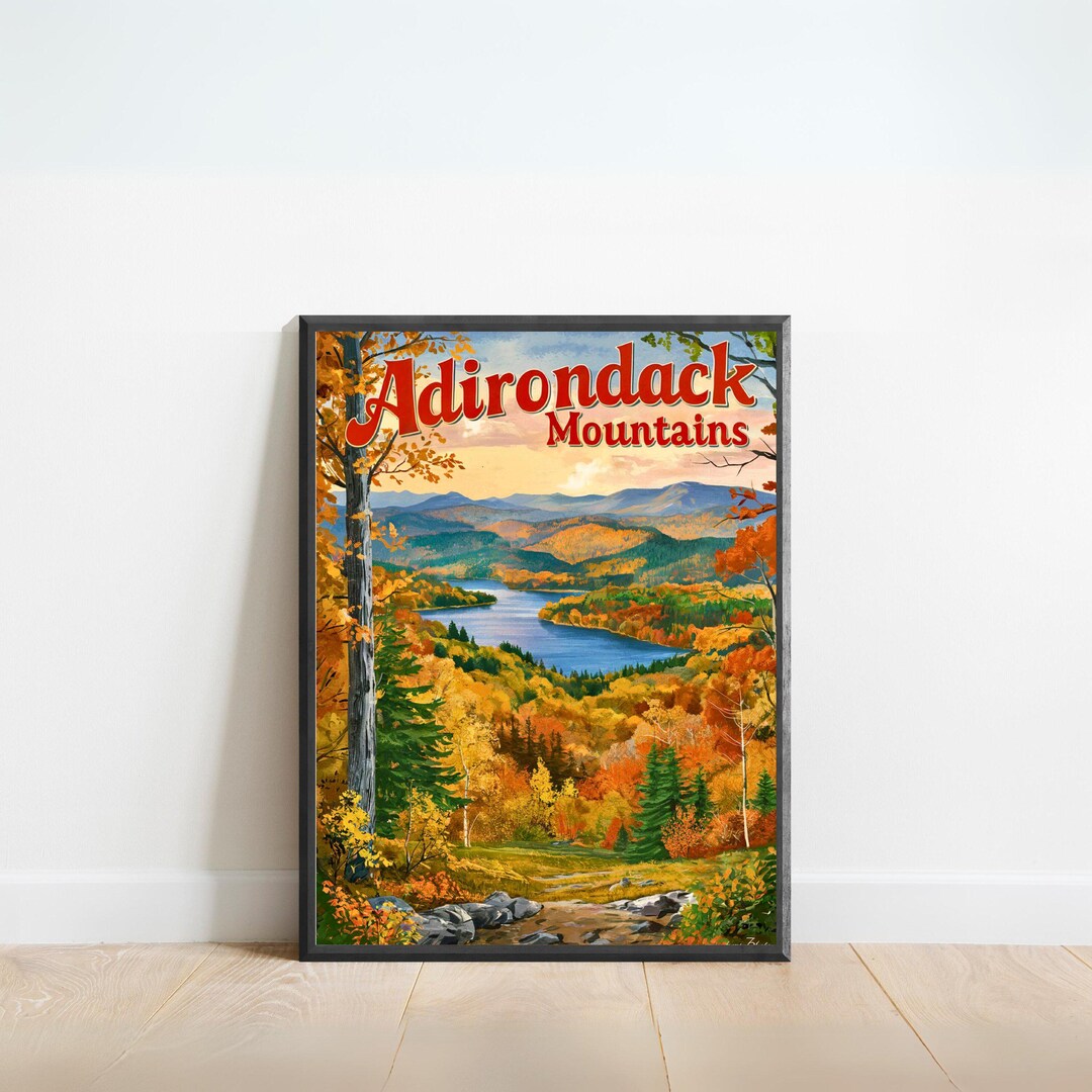 Adirondack Mountains Vintage Travel Poster - Adirondack Print, New York ...