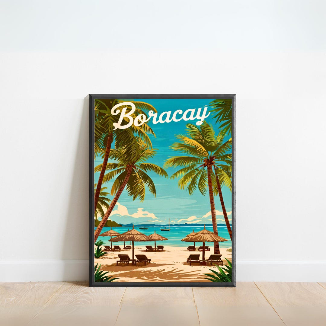 Boracay Vintage Travel Poster Boracay Print, Philippines Wall Art ...