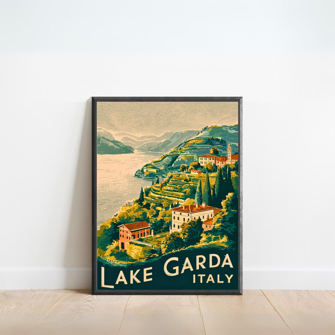 Lake Garda Vintage Travel Poster Lake Garda Print, Italy Wall Art ...
