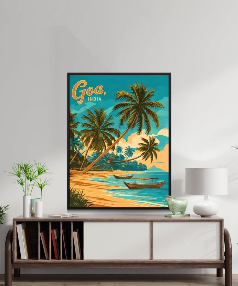 Goa Vintage Travel Poster - Goa Print, India Wall Art, Framed, Gift ...