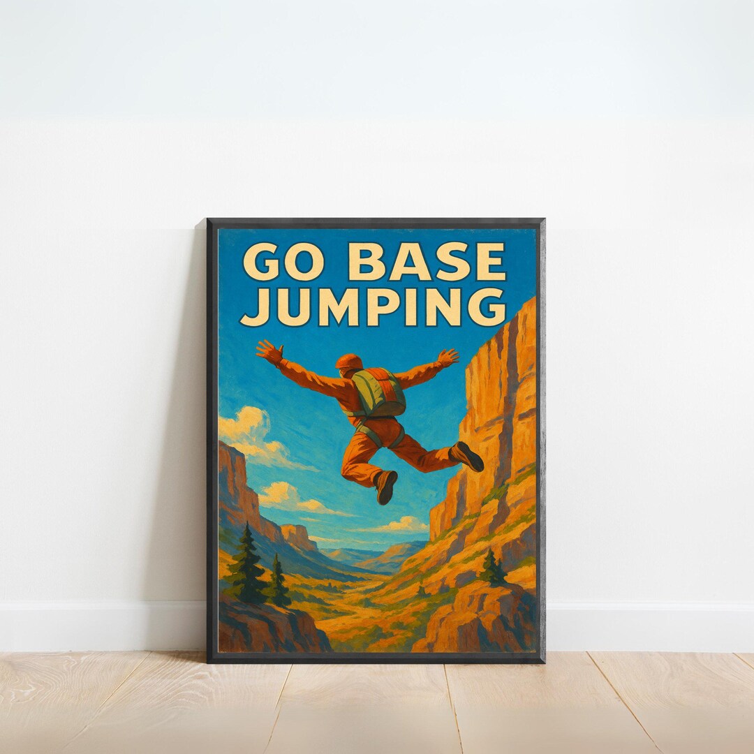 Base Jumping Poster – Vintage Adventure Wall Art for Thrill Seekers and ...