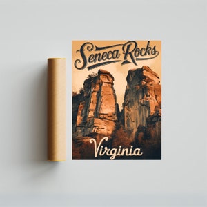 Seneca Rocks Vintage Travel Print - Seneca Rocks Vintage Poster ...