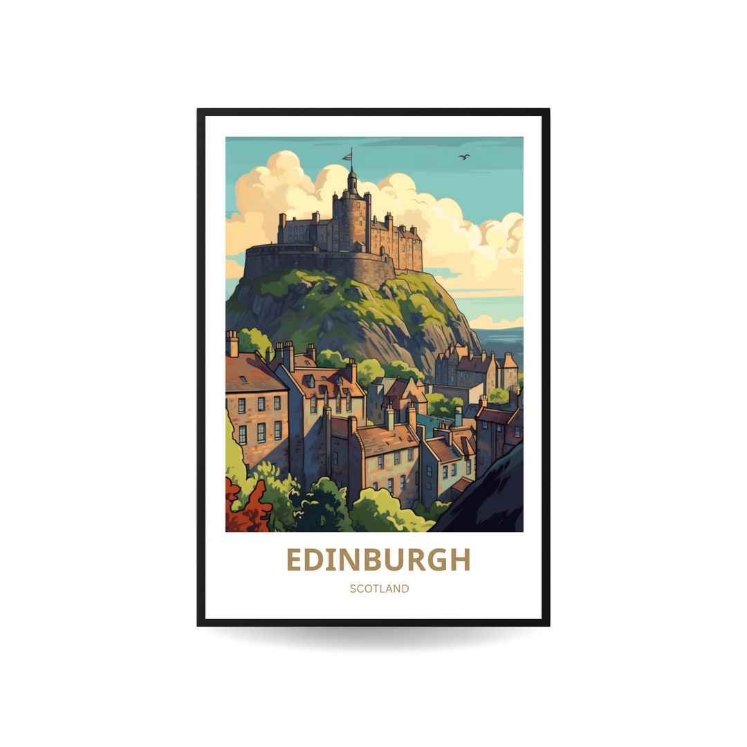 Edinburgh Castle Print: Scotland Travel Poster, Cityscape Wall Art - Etsy