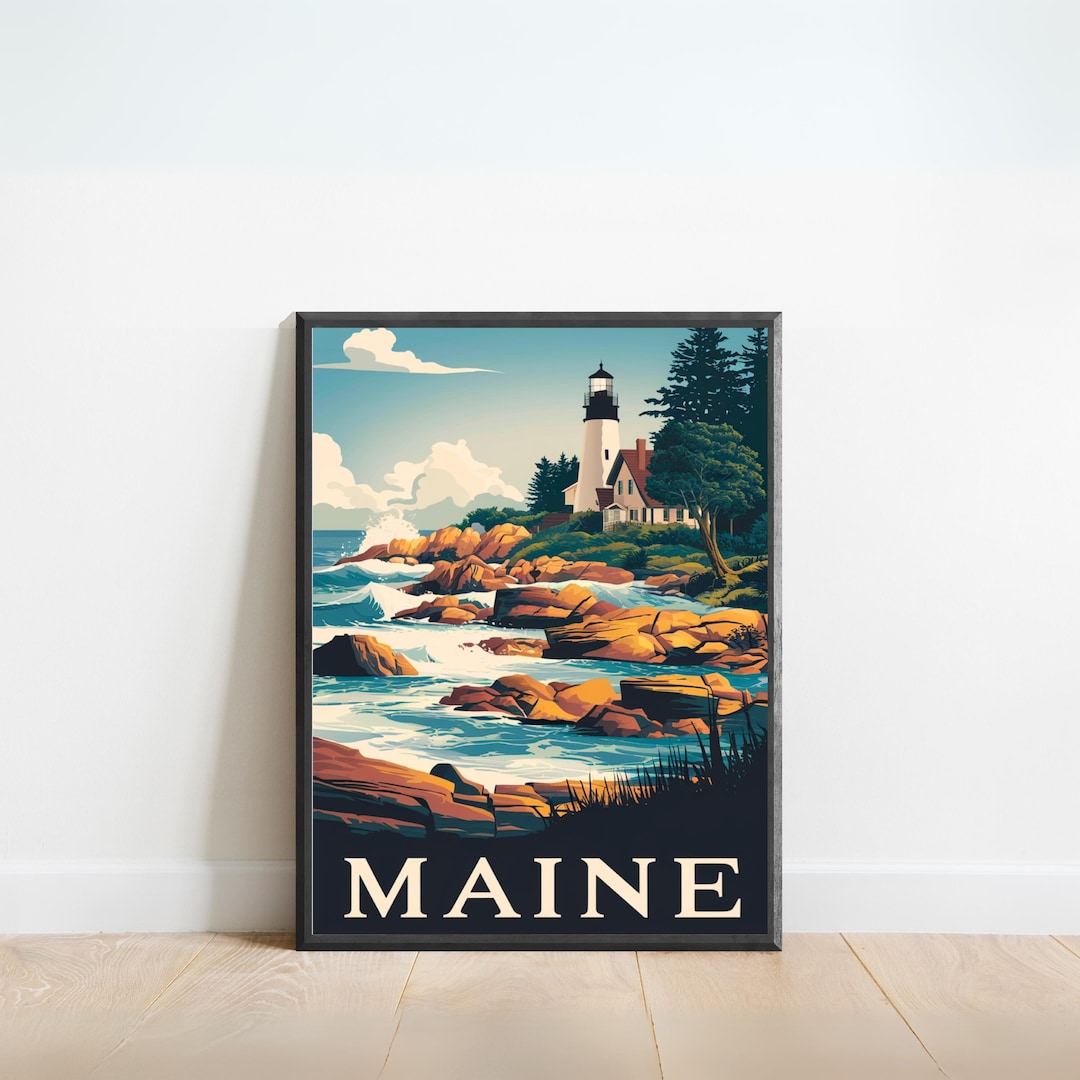 Maine Vintage Travel Poster - Maine Print, United States Vintage Wall ...