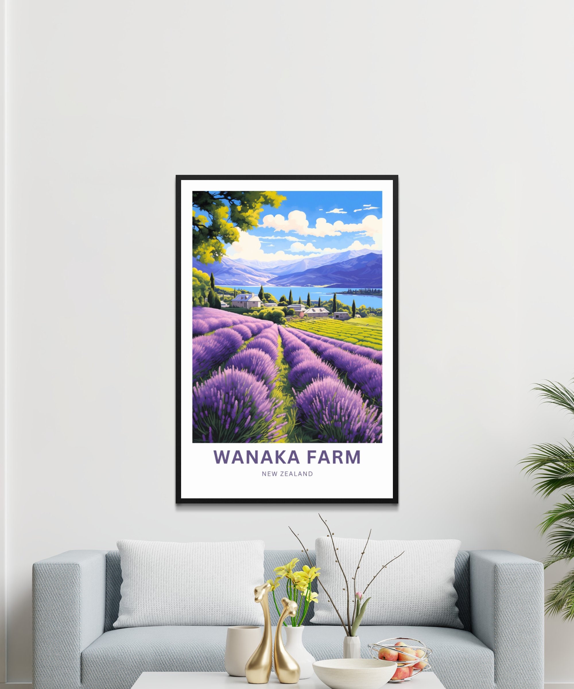 Wanaka Farm Travel Print - Wanaka Farm Poster, New Zealand Wall Art ...