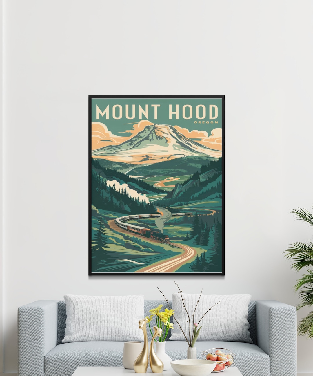 Mount Hood Vintage Travel Poster - Mount Hood Print, Oregon Wall Art ...