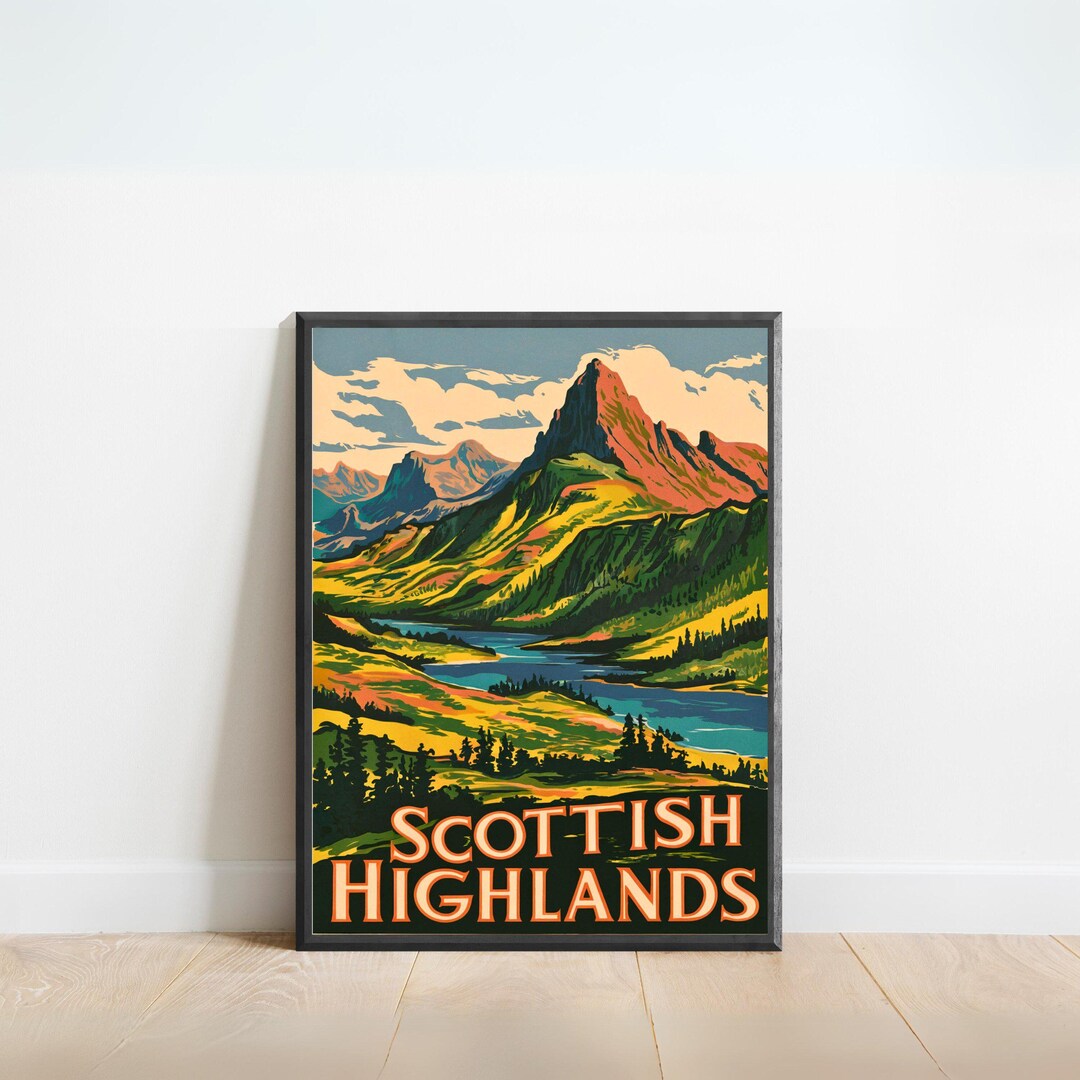 Scottish Highlands Vintage Travel Poster - Scottish Highlands Print ...
