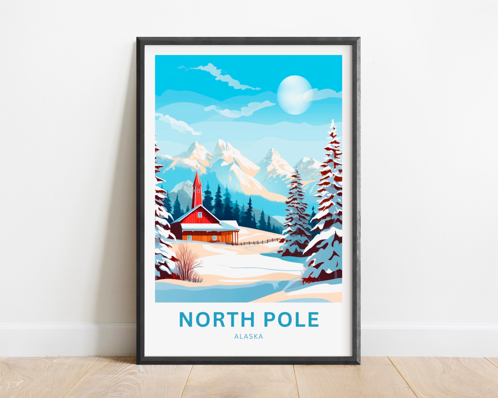 North Pole Travel Print - North Pole Poster, Alaska Wall Art, Framed ...