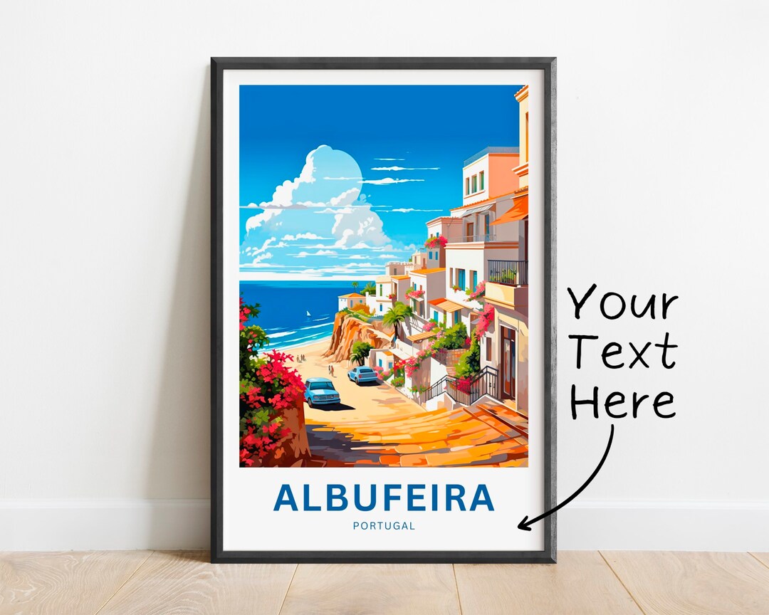 Personalized Albufeira Travel Print - Albufeira Poster, Portugal Wall ...