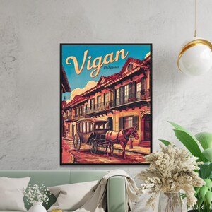 Vigan Vintage Travel Poster - Vigan Print, Philippines Wall Art, Framed ...
