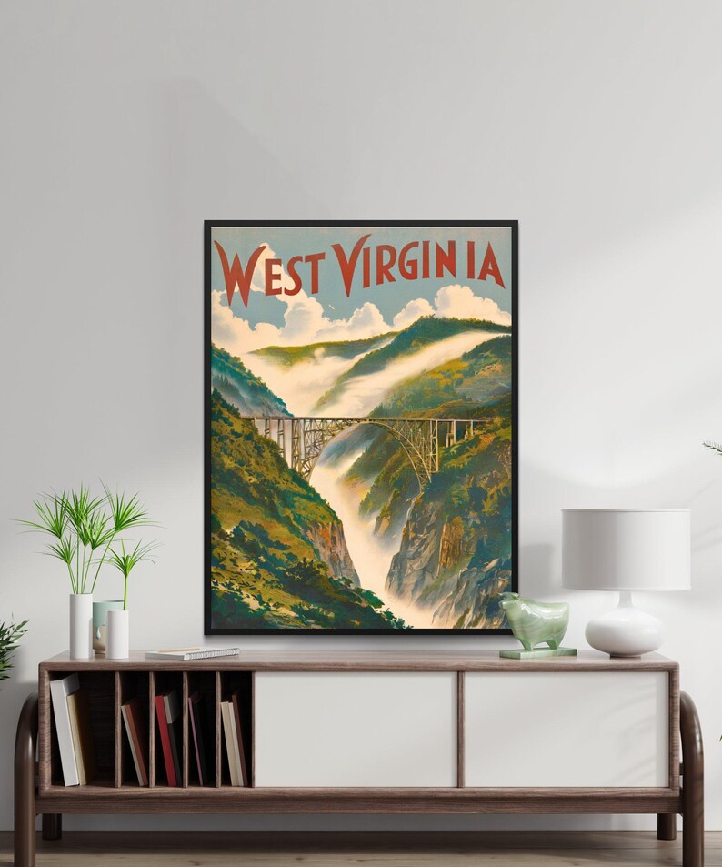 West Virginia Vintage Travel Poster - West Virginia Print, Appalachian ...