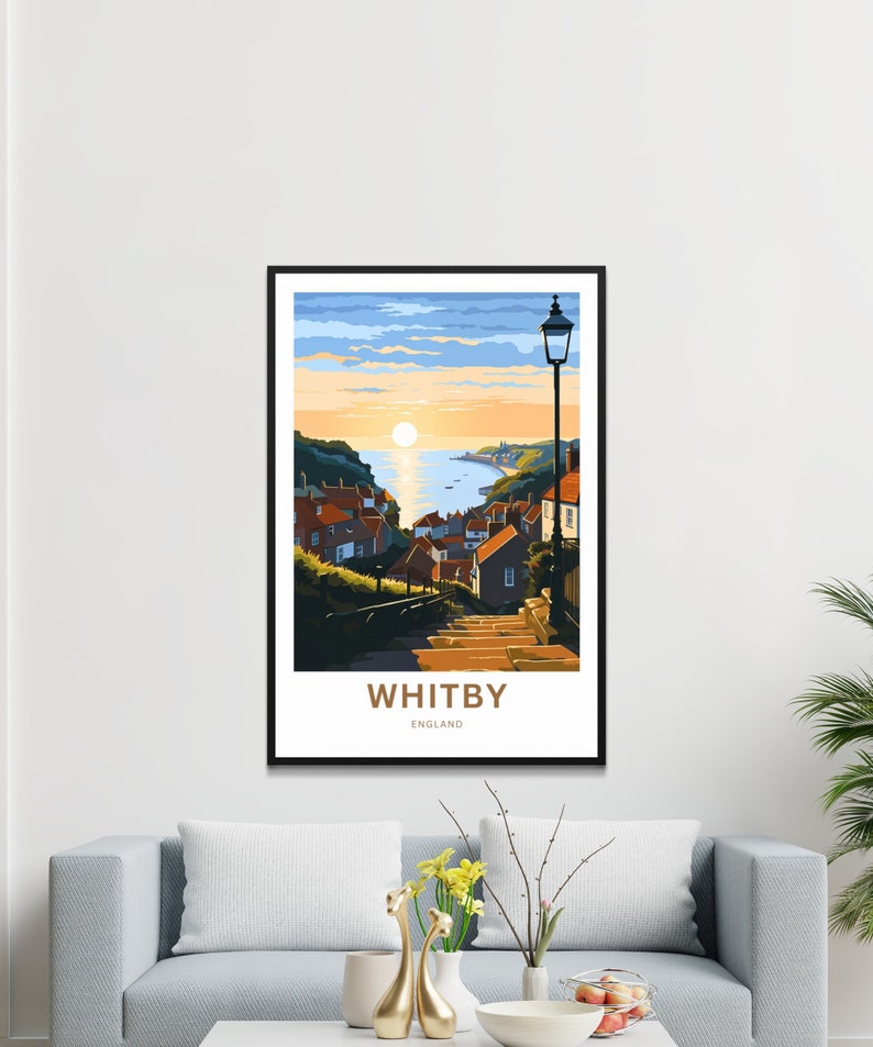 Whitby Travel Print - Whitby Poster, England Wall Art, Framed Present ...