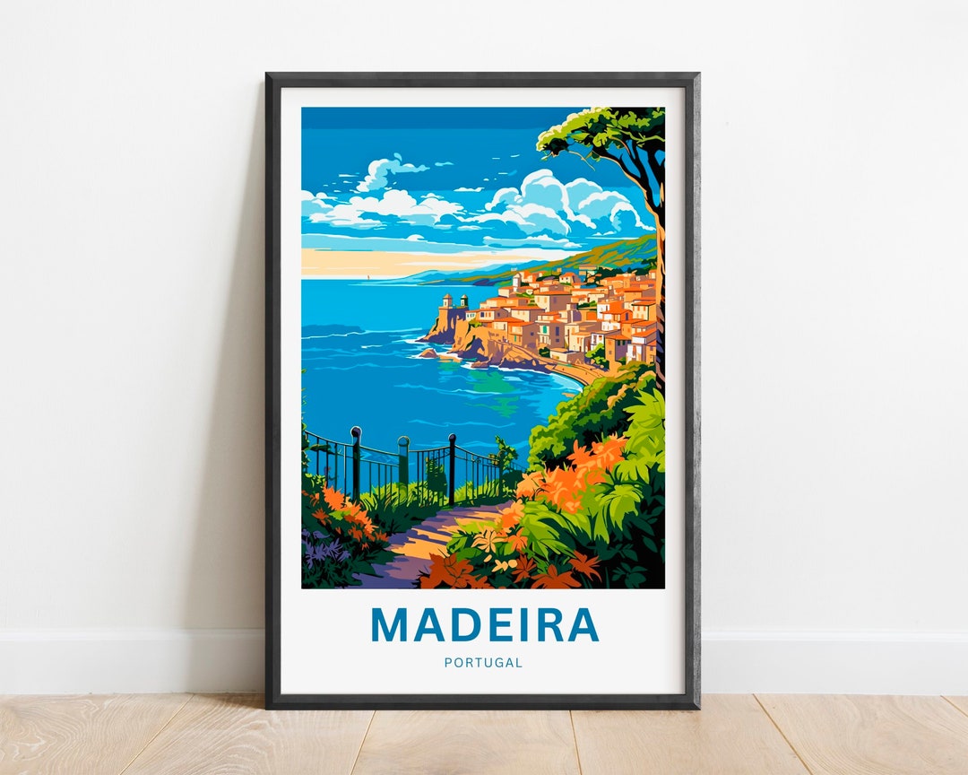 Madeira Travel Print - Madeira Poster, Portugal Wall Art, Framed ...