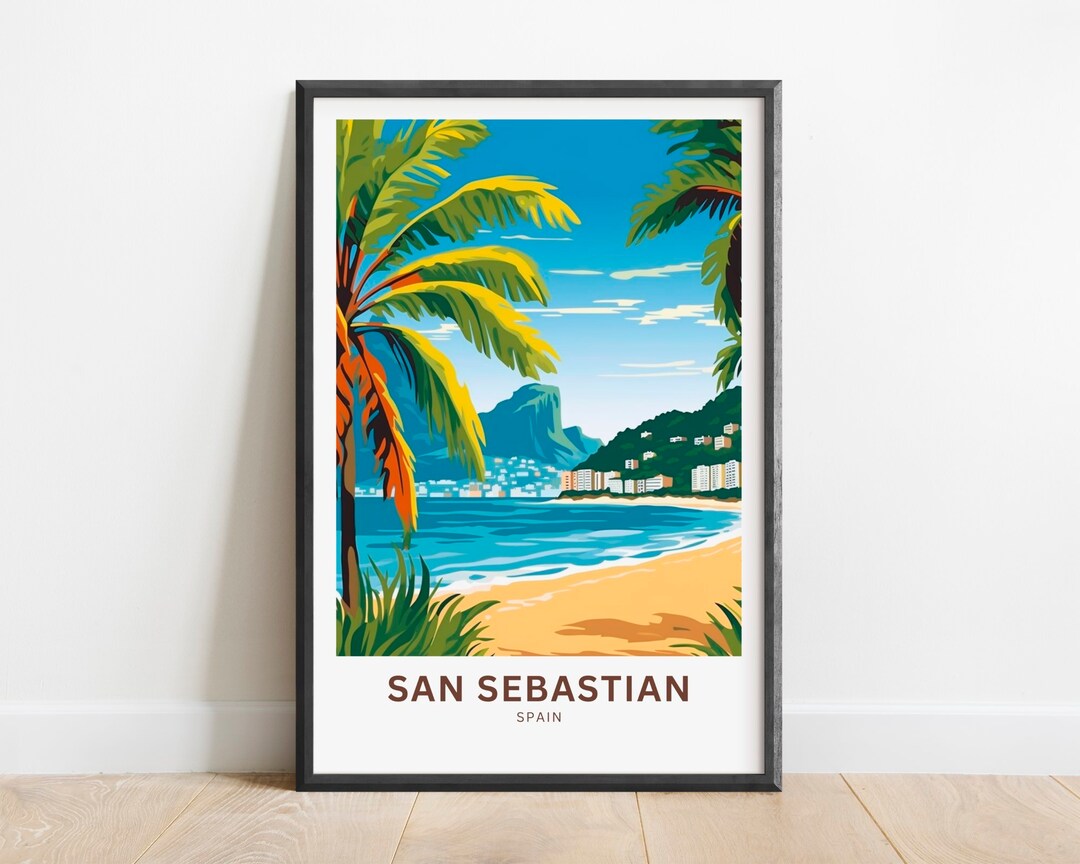 San Sebastian Travel Print - San Sebastian Poster, Spain Wall Art ...