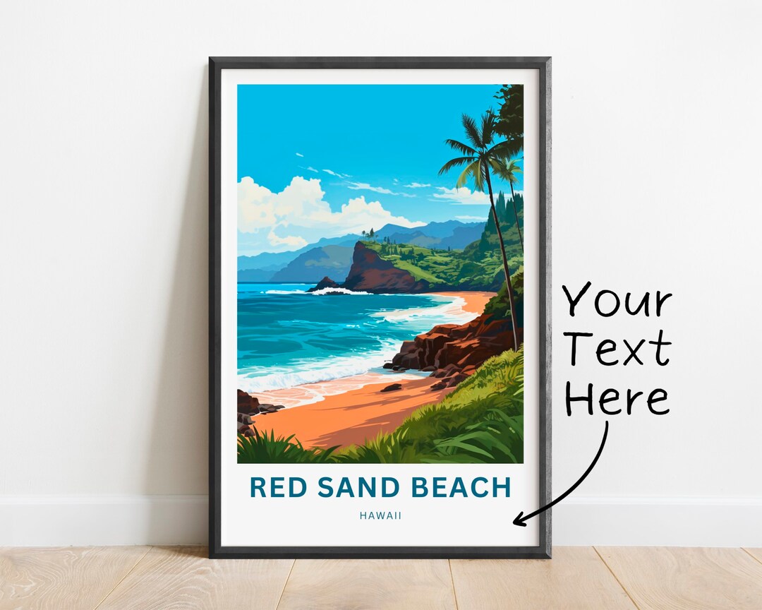 Personalized Red Sand Beach Kaihalulu Travel Print Kaihalulu Red Sand ...