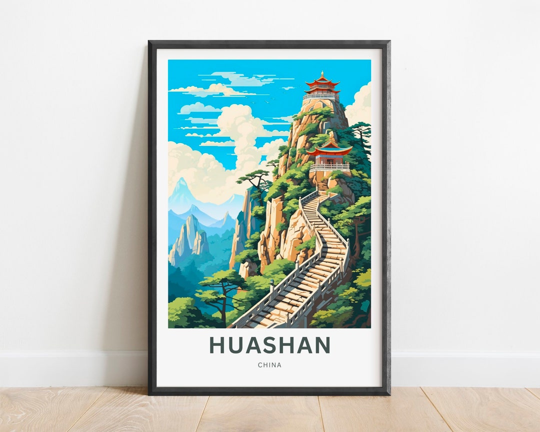 Huashan Travel Print - Mount Hua Poster, China Wall Art, Framed Present ...