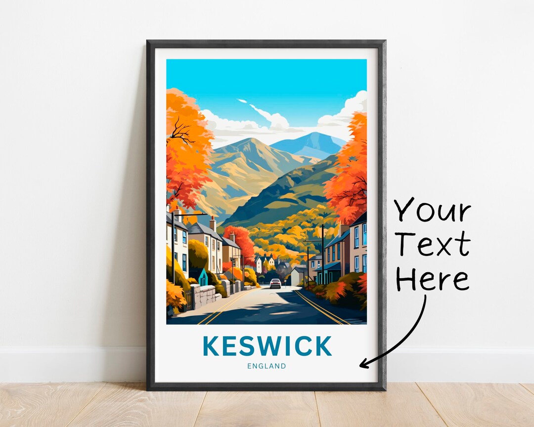 Personalized Keswick Travel Print Keswick Poster, England Wall Art ...