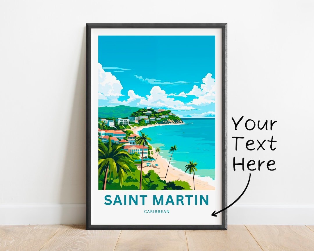 Personalized Saint Martin Travel Print Saint Martin Poster, Caribbean ...