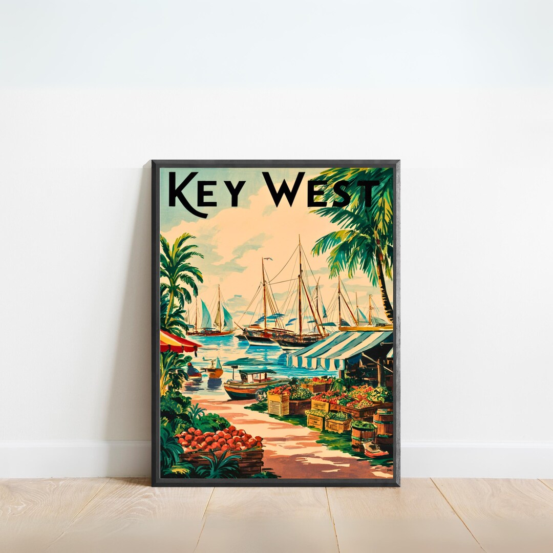 Key West Vintage Travel Poster, Key West Print, Florida Wall Art ...