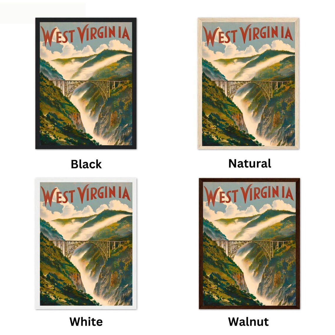 West Virginia Vintage Travel Poster - West Virginia Print, Appalachian ...