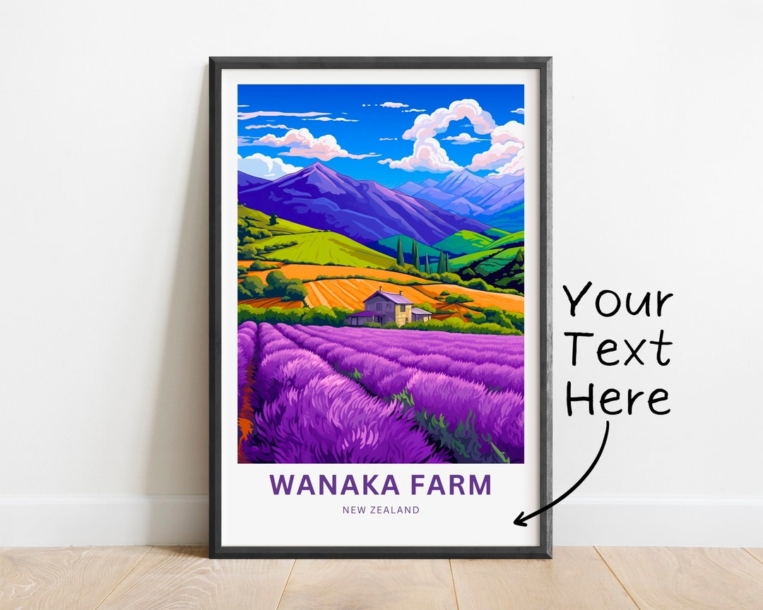 Personalized Wanaka Farm Travel Print - Wanaka Farm Poster, New Zealand ...