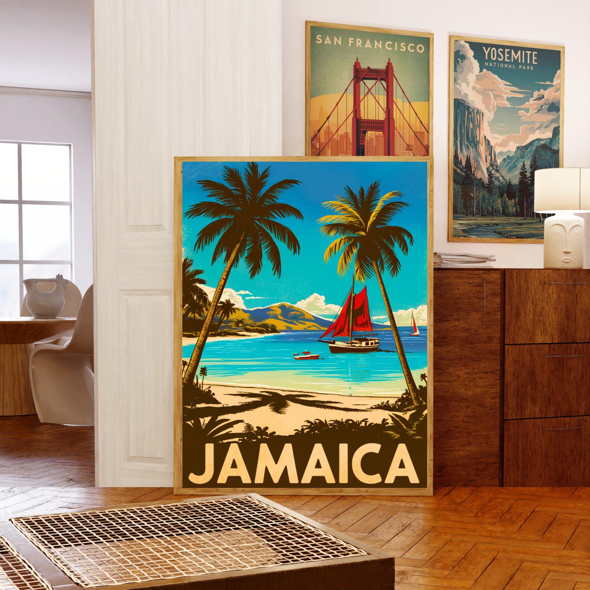 Jamaica Vintage Travel Poster - Jamaica Print, Caribbean Wall Art ...