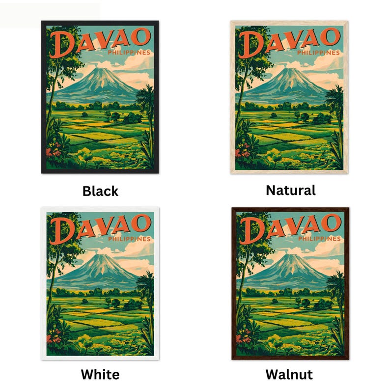 Davao Vintage Travel Poster - Davao Print, Philippines Wall Art, Framed ...