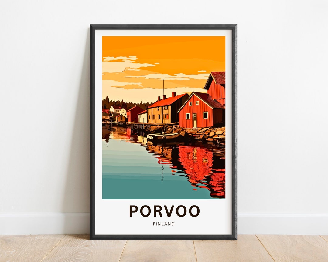 Porvoo Travel Print - Porvoo Poster, Finland Wall Art, Framed Present ...