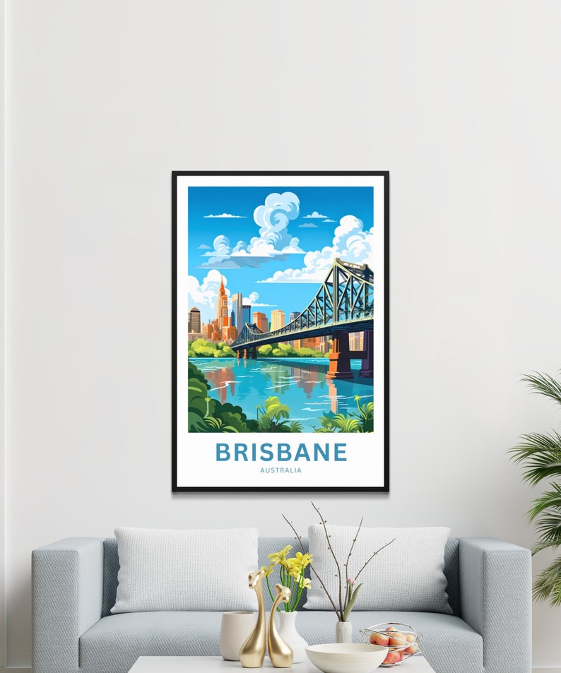 Brisbane Travel Print - Brisbane Poster, Australia Wall Art, Framed ...
