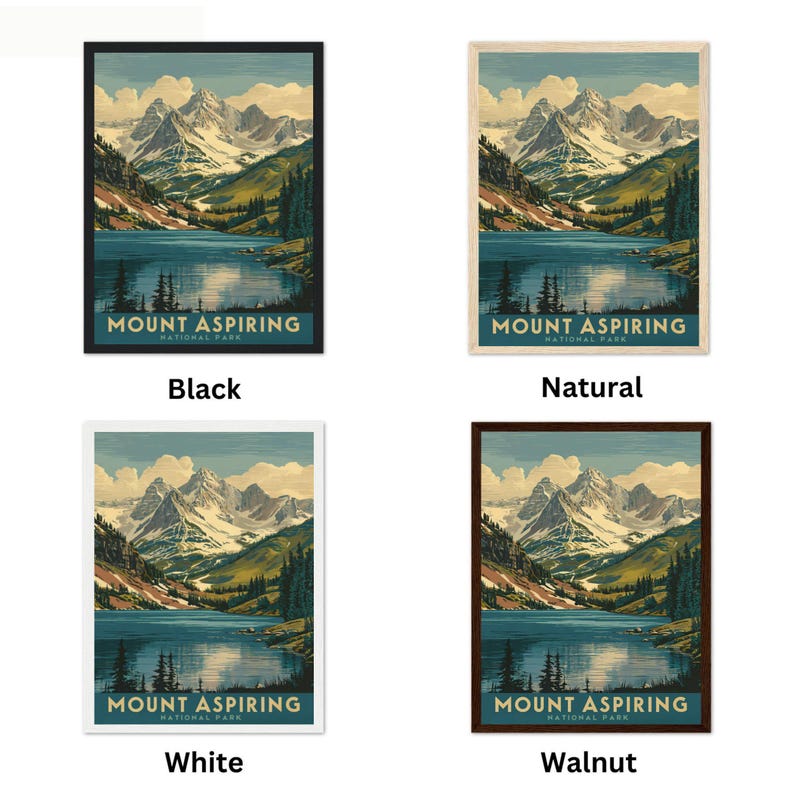 Mount Aspiring National Park Vintage Travel Poster - Mount Aspiring ...