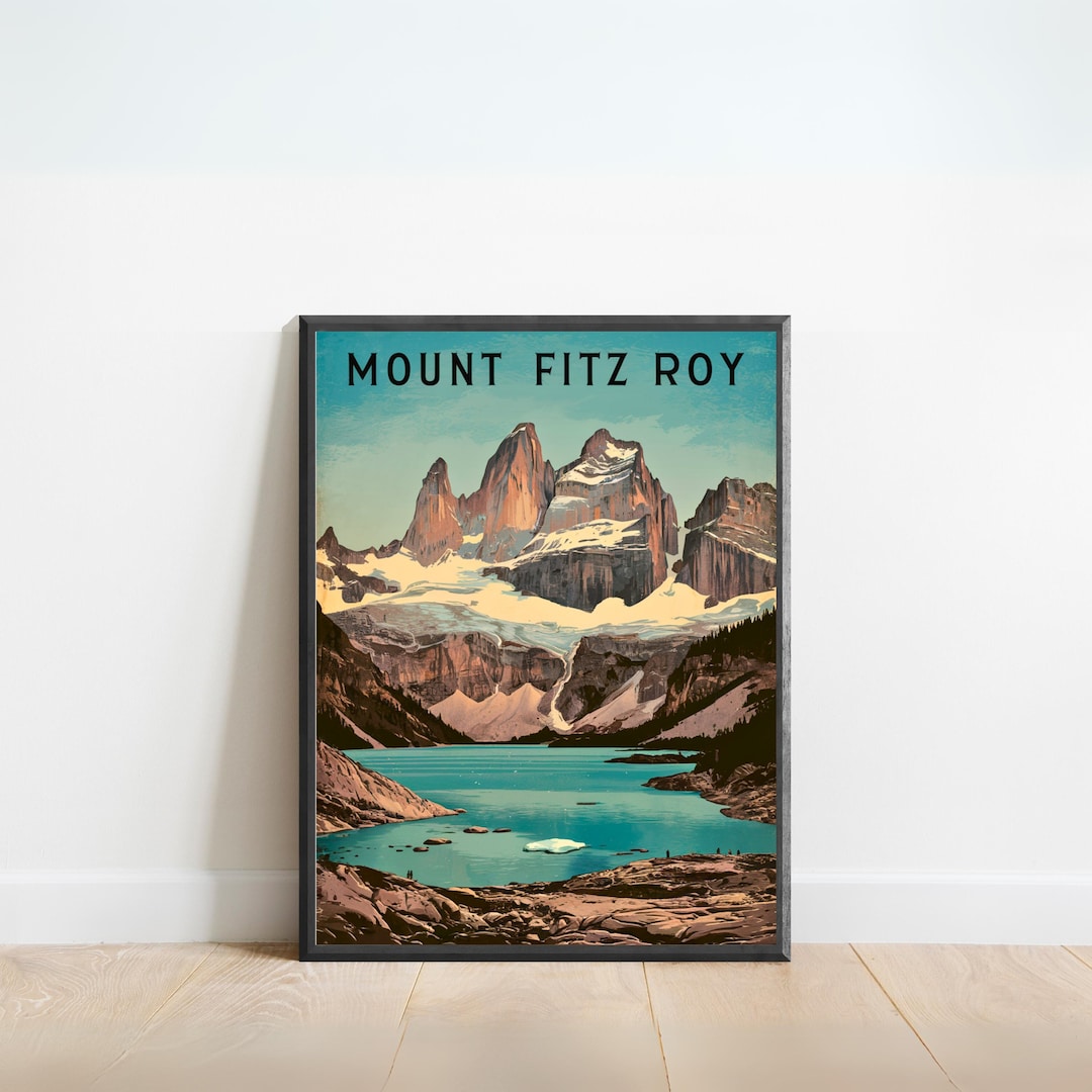 Mount Fitz Roy Vintage Travel Poster - Fitz Roy Print, Chile Wall Art ...