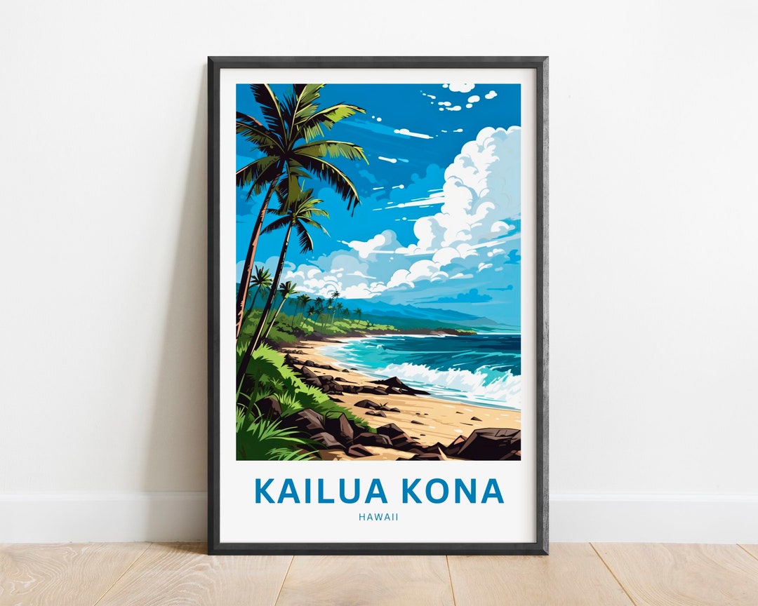 Kailua-kona Travel Print - Kailua-kona Poster, Hawaii Wall Art, Framed ...