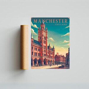 Manchester Vintage Travel Poster - Manchester Print, England Wall Art ...