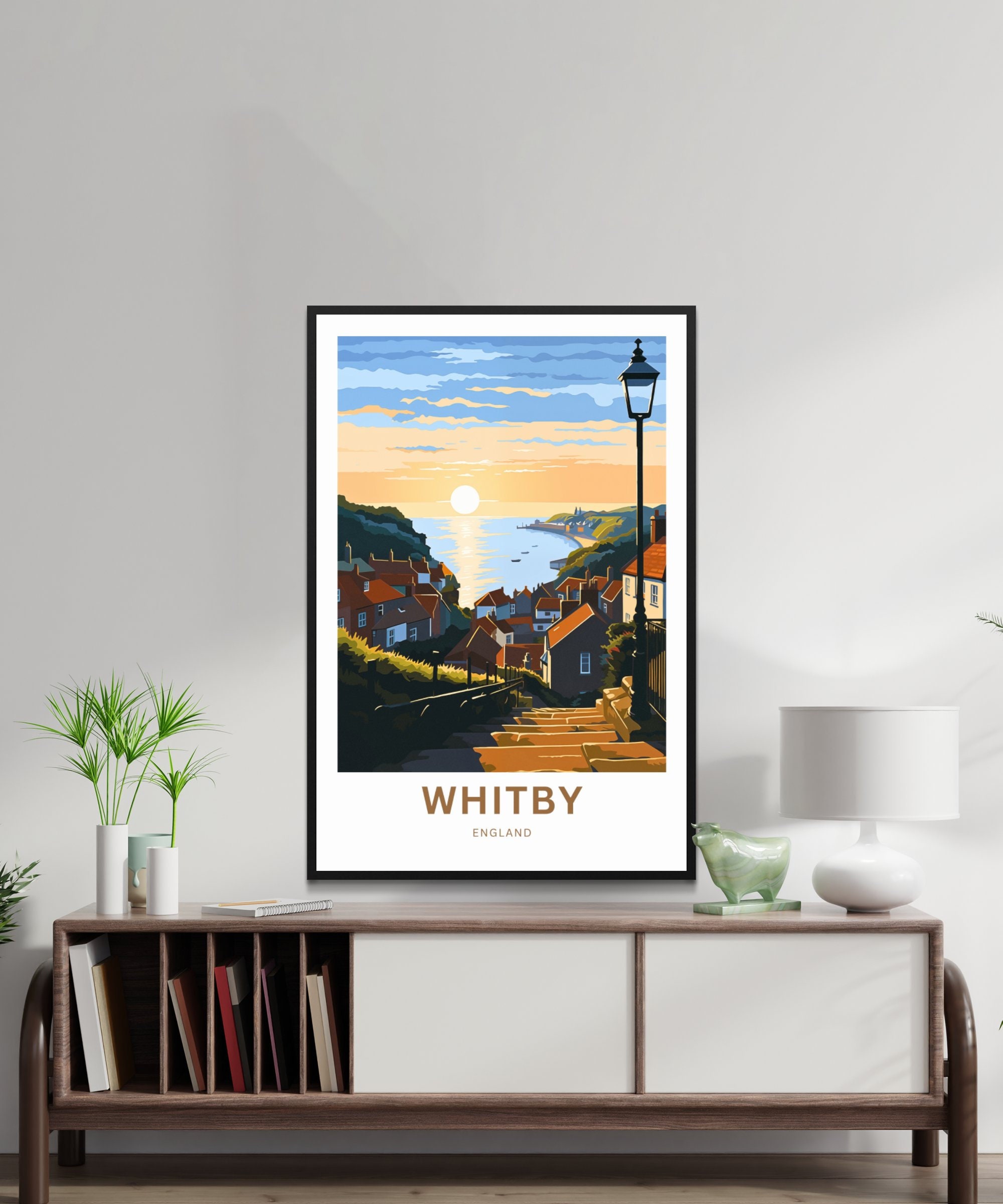 Whitby Travel Print - Whitby Poster, England Wall Art, Framed Present ...